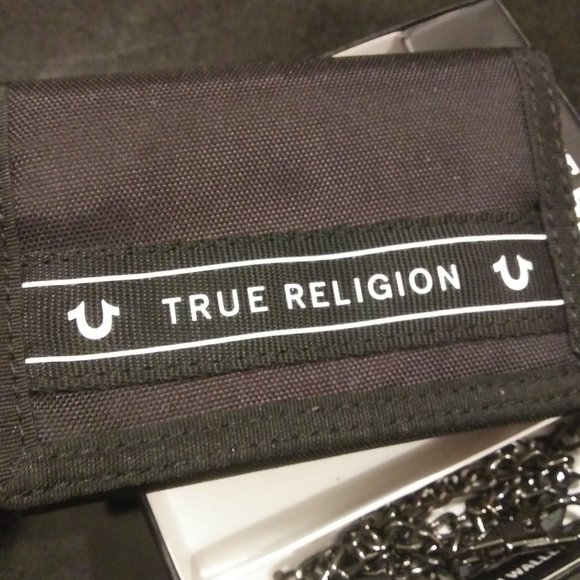 True Religion | Bags | True Religion Tri Fold Chain Black Wallet | Poshmark